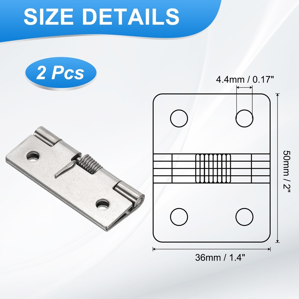 2pcs 2" Spring Loaded Hinges Stainless Steel Self Closing Small Door ...