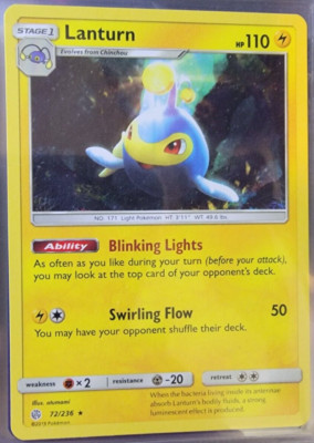 Lanturn # 72/236 Cosmic Eclipse Set Pokemon Trading Cards TCG Rares NM ...