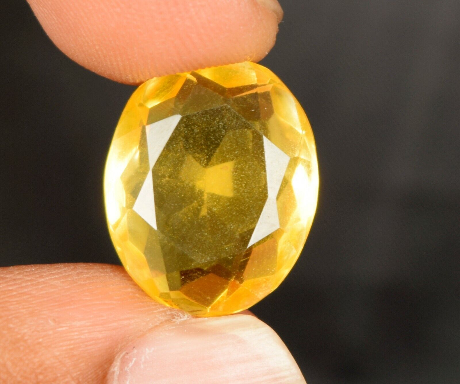 Shiny Yellow Citrine Oval Shape Lab created 18 x 15 mm Faceted Loose ...