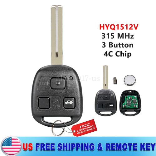 Replacement for Lexus 02 -03 ES300 98 - 00 LS400 Remote Key Fob 4C-Chip ...