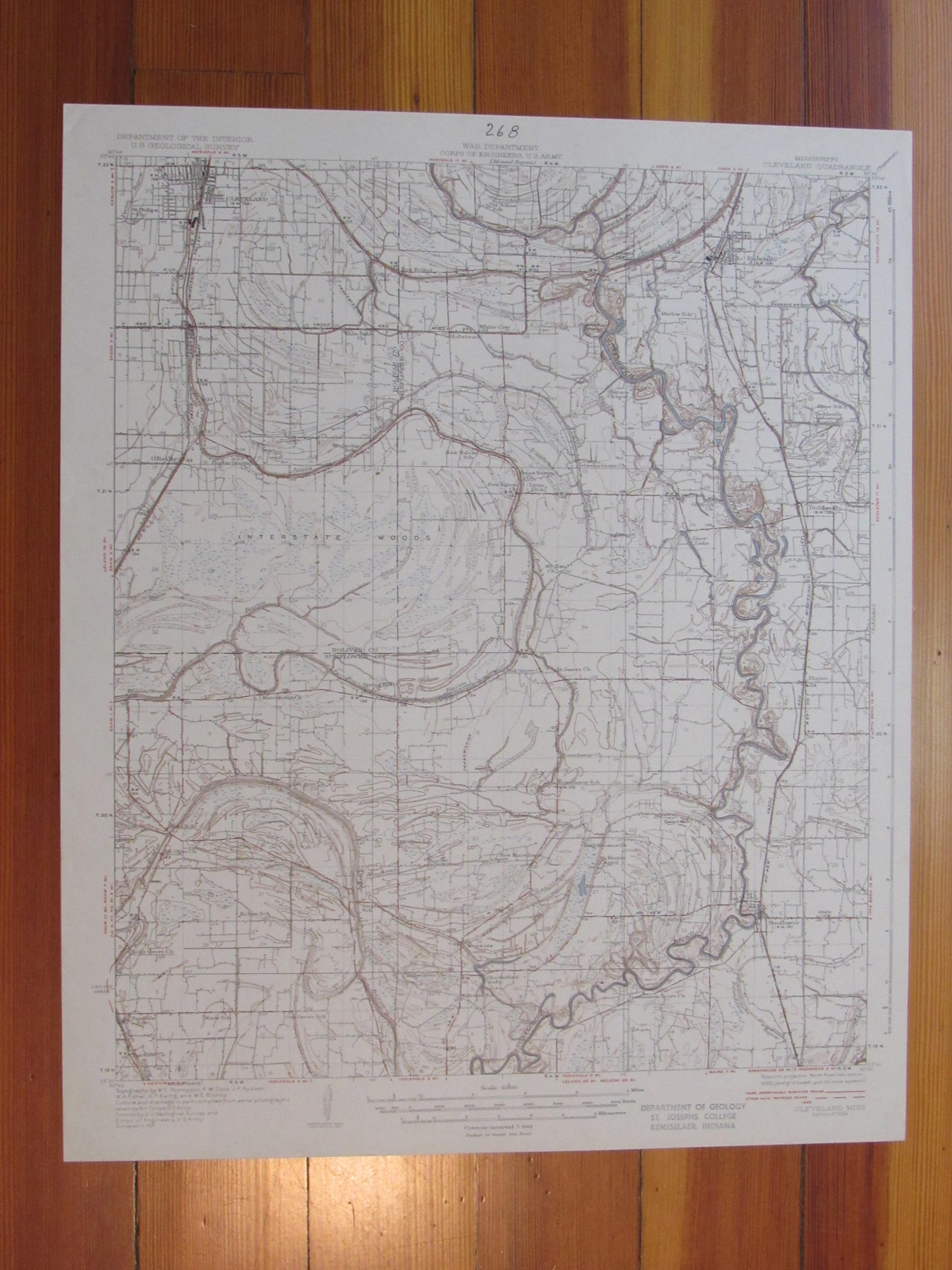 Cleveland Mississippi 1934 Original Vintage USGS Topo Map | eBay