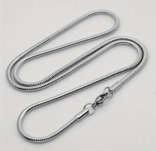 New 22" Stainless Steel Round Snake Bone Chain Unisex Men's Women's ...