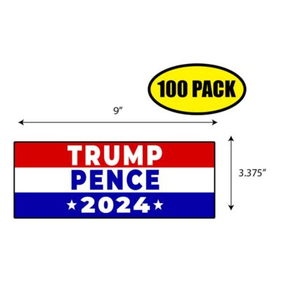 100 PACK 3.375"x9" TRUMP PENCE 2024 Sticker Decal Political TRUMP ...