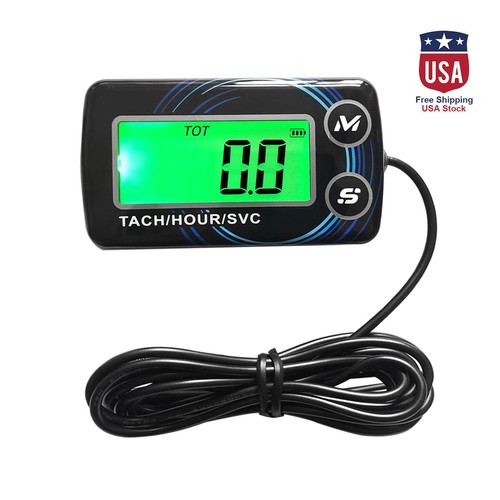 LCD Digital Tachometer Hour Meter Gas Engine Maintenance For 2/4 Stroke ...