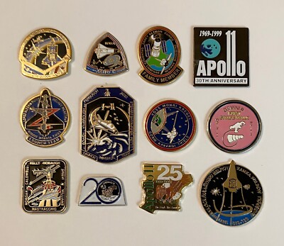LOT of 12 NASA LAPEL PINS Space STS Missions ASTRO 1 APOLLO Anniversary ...