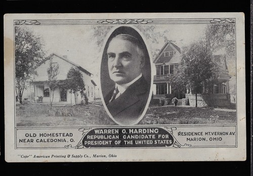 1920 Warren Harding Republican Candidate 4 Pres Postcard American Print ...