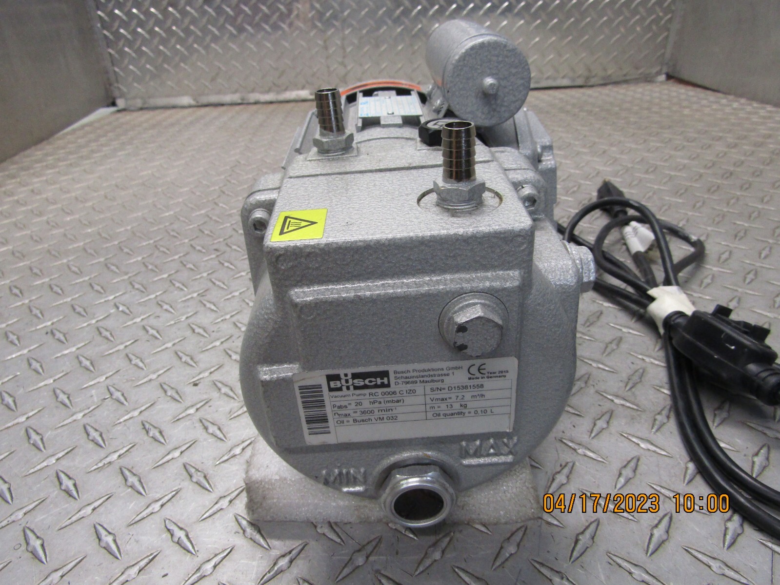 BUSCH RB 0006 C IZO VACUUM PUMP WITH HANNINGEL ELEKTRO-WERKE Motor 540 ...