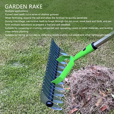 Curved Teeth Thatch Rake Lawn Dethatcher Rake For Cleaning Dead Grass ...