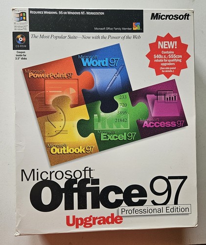 Microsoft Office 97 Professional Edition Upgrade Big Box comes with ...
