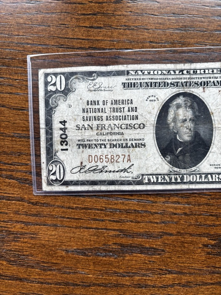 1929 National Currency san francisco CA $20 D0065827A | eBay