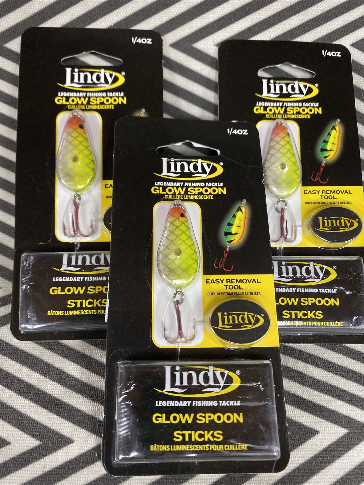 (3) Lindy Glow Spoon 1/4oz with Extra Glow Spoon Sticks Clown Ice ...