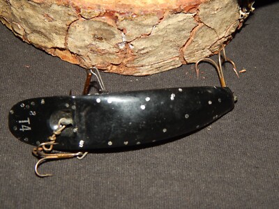 Helin's Flatfish T4 Black Sparkle Spot Vintage Fishing Lure | eBay