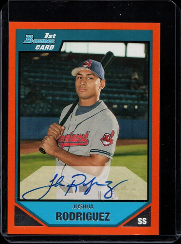 Joshua Rodriguez (Indians) 2007 Bowman 1st Yr Orange RC Autograph 217/ ...