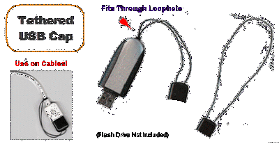 USB Caps with Tether -- Black Flash Drive Covers -- 2 pack -- Fits ALL ...