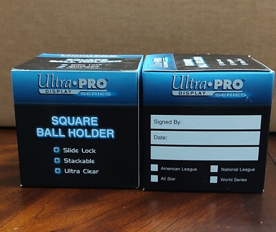 Two (2) Ultra Pro Square Ball Holder Baseball Cube Display Case w/3 ...