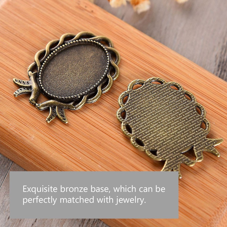 50 Pcs Oval Blank Pendant Trays Jewelry Supplies Double-side DIY | eBay ...