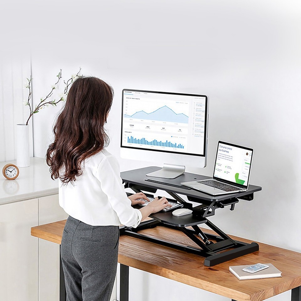 Height Adjustable Workstation Desk Laptop Computer Table with Keyboard ...
