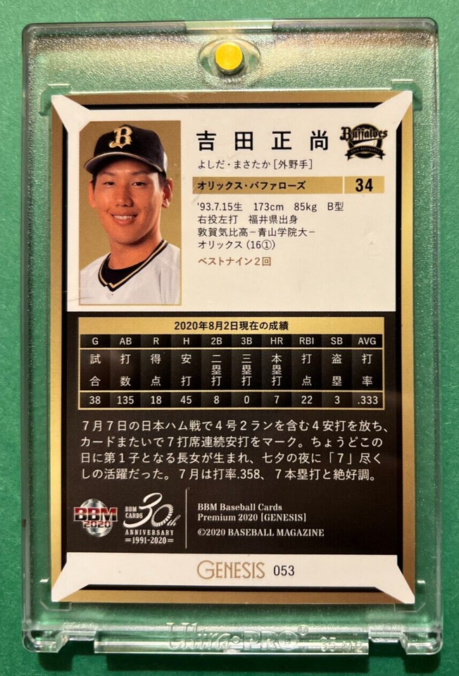 Masataka Yoshida 2020 BBM Genesis Baseball Card RED SOX US SELLER | eBay