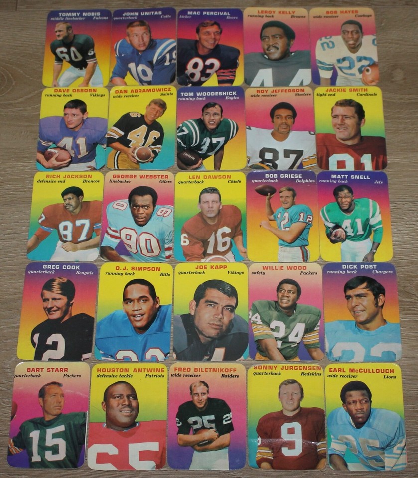 Lot 25 TOPPS Glossy 1970 NFL Pro Football Cards OJ Simpson Starr Unitas ...
