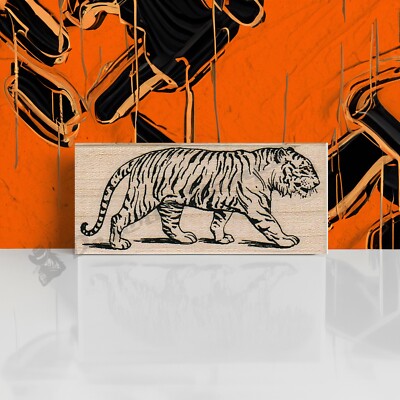 Mounted Rubber Stamp, Tiger Stamp, Tiger Walking, Tiger Lover, Wild ...
