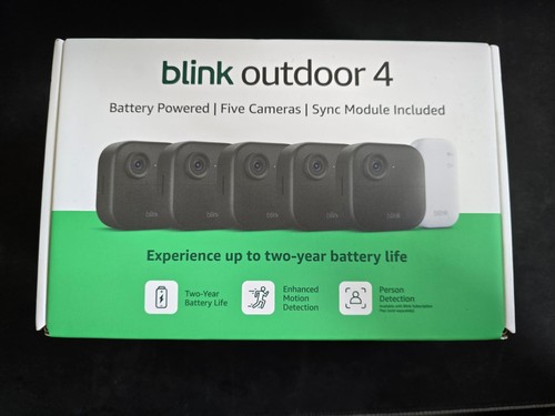 Blink Outdoor 4 (4th Gen) 5 Camera Battery Powered System w/ Sync ...
