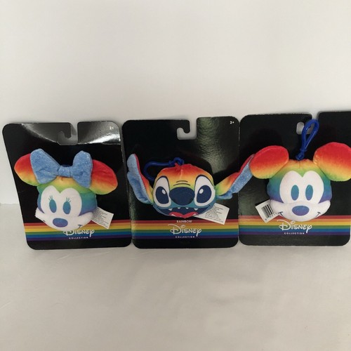 Disney Lot of 3 Rainbow Clip on Keychains. Mickey, Minnie, and Stitch ...