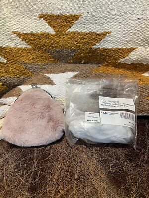 WOMEN'S UGG AUSTRALIA PINK FURRY FLUFF COIN SNAP SMALL POUCH NWT RARE ...