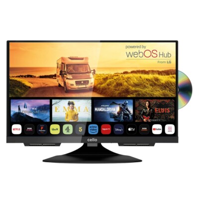 19” Cello Smart 12-Volt LED TV & Built-In DVD Player Caravan Campervan ...