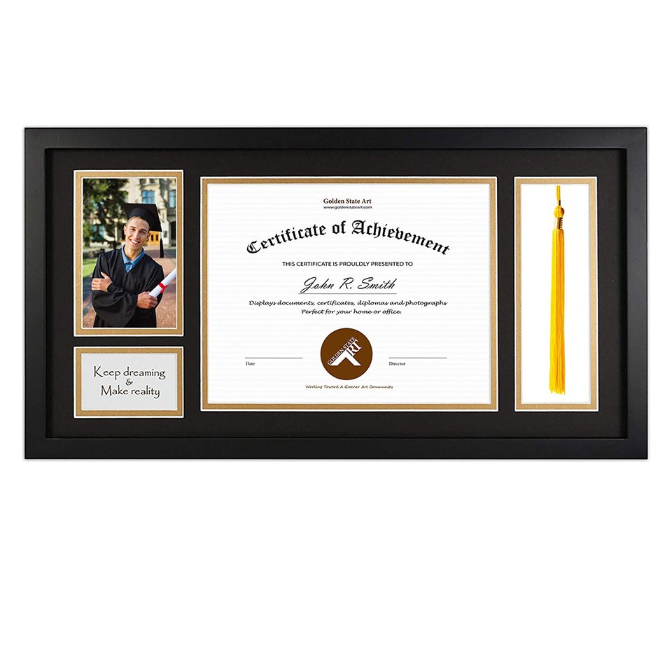 11x22 Solid Wood Diploma Tassel Shadow Box Frame for Document ...