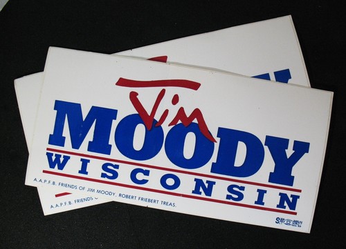 Vtg NOS New Old Stock Jim Moody Wisconsin Political Bumper Sticker | eBay