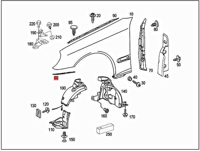 MERCEDES Mercedes-Benz OEM 01-05 C240 Fender-front Seal Left 2038890395 ...