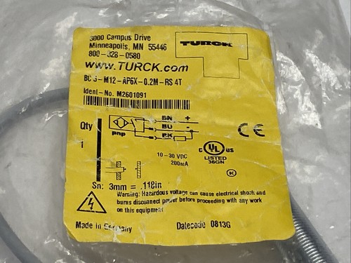 Turck BC3-M12-AP6X-0.2M-RS4T Proximity Sensor Male M12 4-Pin M2601091 ...