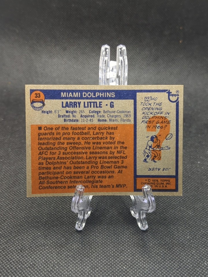 1976 Topps Larry Little Football card #33 Miami Dolphins | eBay