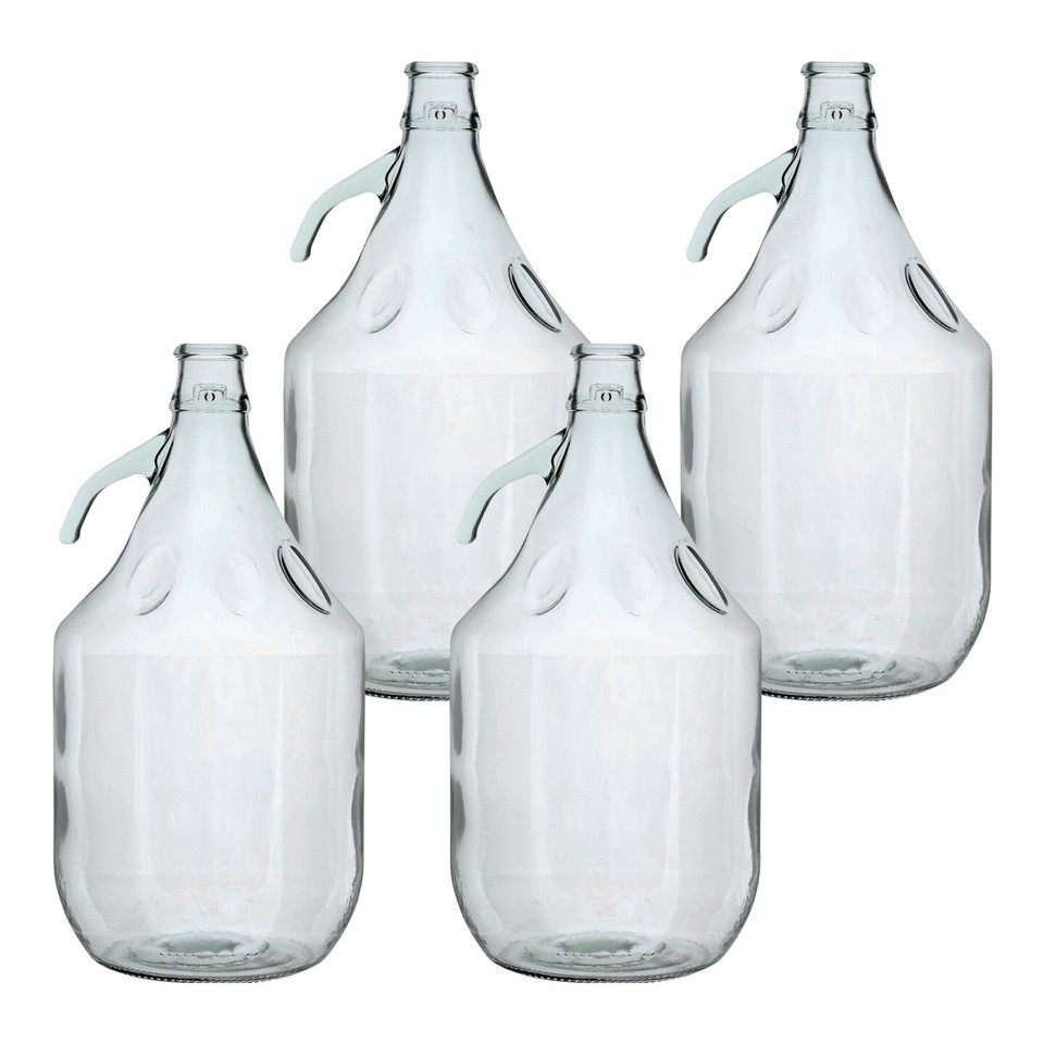 4x THICK Clear Glass 5L Demijohns Sets Wine Making Beer Alcohol HOME ...