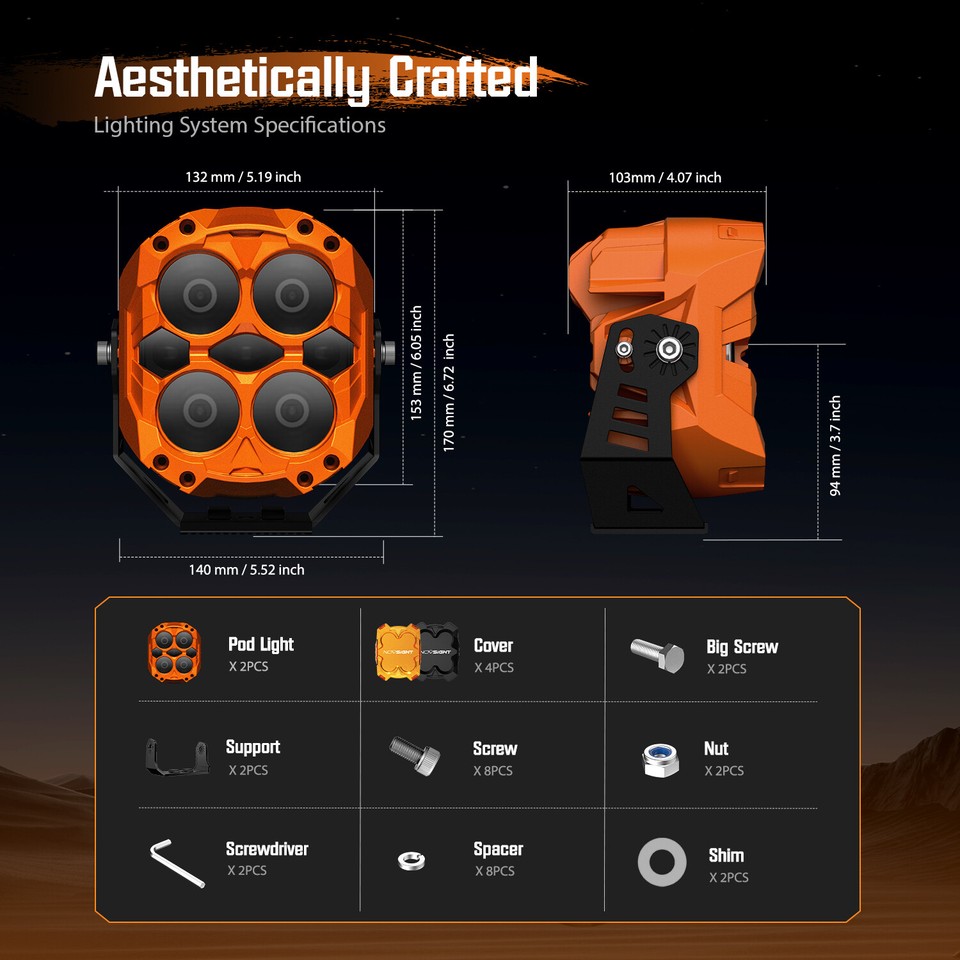 NOVSIGHT CYBER 1 Series 6'' LED Pods Off Road Light with Multi Lighting ...