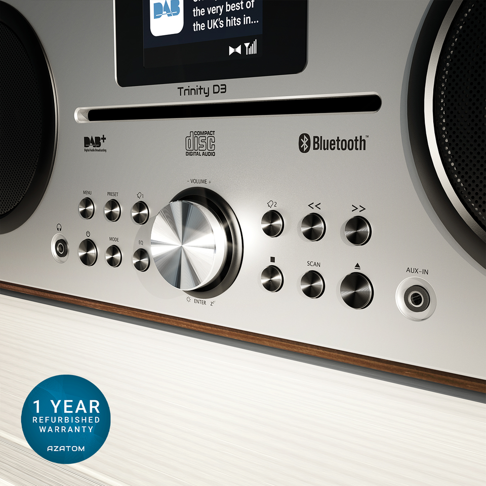 DAB+ DAB CD FM Radio Speaker Alarm Clock Bluetooth - Trinity D3 Walnut ...