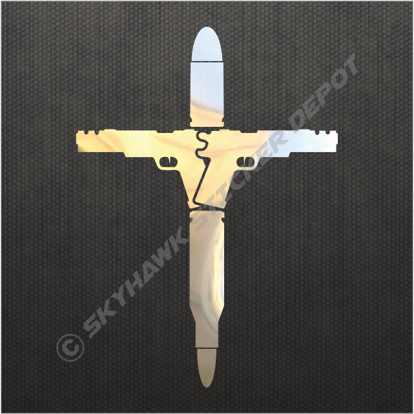 Gun Bullet Cross Vinyl Decal Sticker Motorcycle Car Window Silver ...
