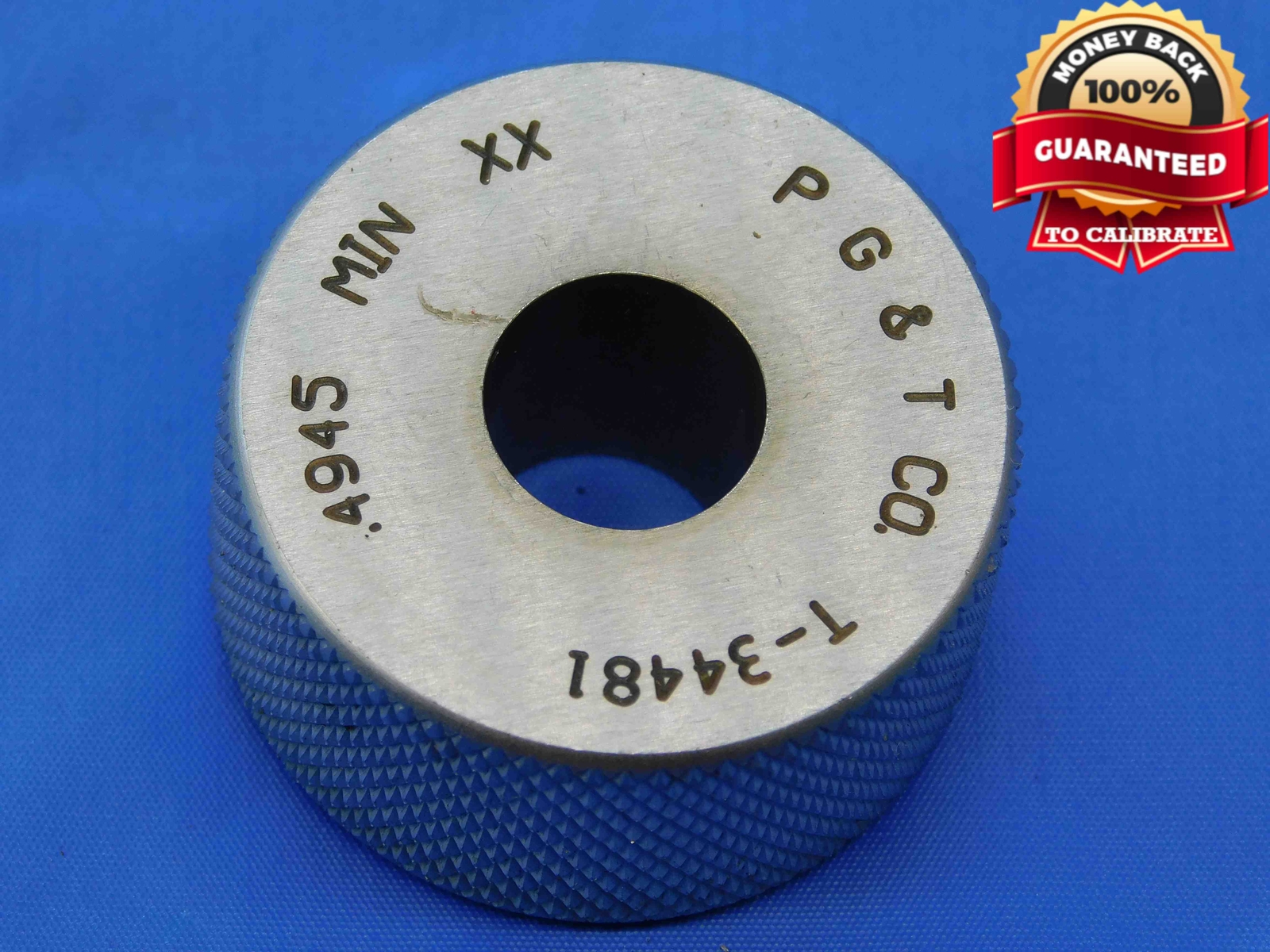 .4945 CLASS XX MASTER PLAIN BORE RING GAGE .5000 -.0055 UNDERSIZE 1/2 ...