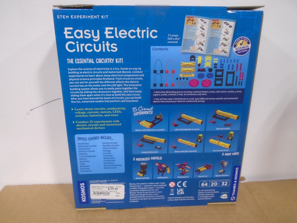 THAMES KOSMOS #550041 EASY ELECTRIC CIRCUITS STEM EXPERIMENT KIT AGES 8 ...