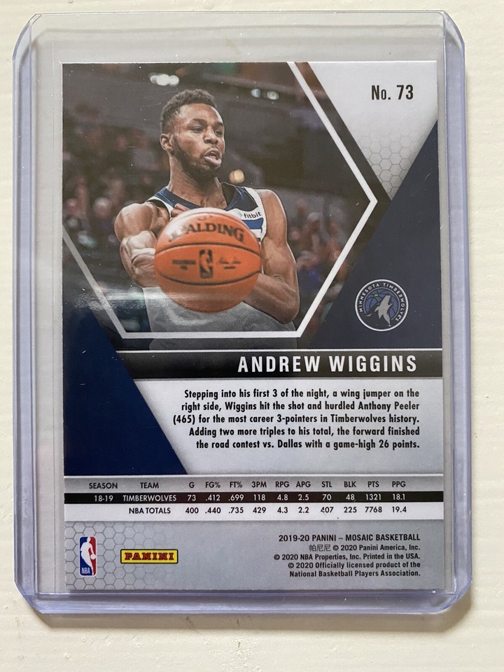 2019-20 Panini Mosaic Andrew Wiggins Card #73 Minnesota Timberwolves ...