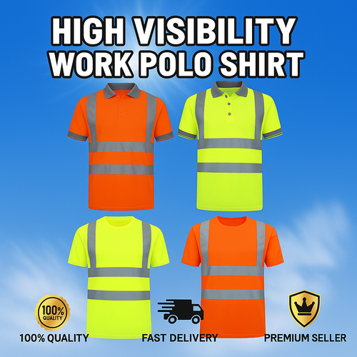 Hi Vis Polo Shirt or T-Shirt | Safety Workwear Reflective Crew or ...