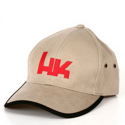Heckler Koch HK BEIGE Baseball Cap Hat Red HK Embroider Logo Black Trim ...