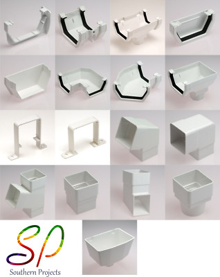 White SQUARE Gutter Fittings and Downpipe Fittings uPVC | eBay UK