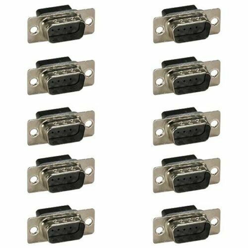 10 x DB9 D-SUB 9-Pin Male Crimp Pin Type RS232 Connector Assembly Cup ...