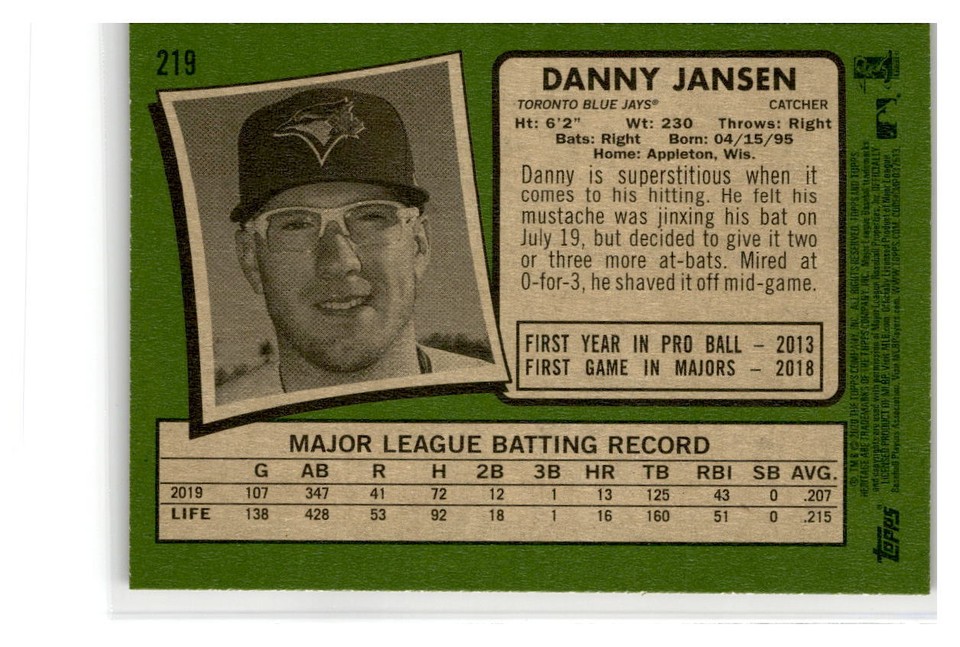 2020 Topps Heritage #219 Danny Jansen | eBay