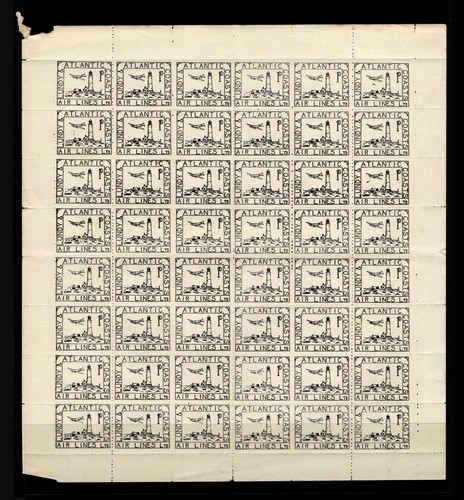 LUNDY & ATLANTIC COAST AIR LINES 1939 1d MINT NH SHEET OF 48 WITH ...