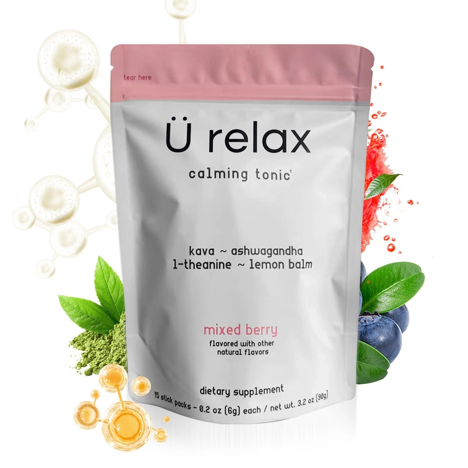 U Relax Calming Tonic- 15 Packets MIXED BERRY Flavor Relax Calming ...