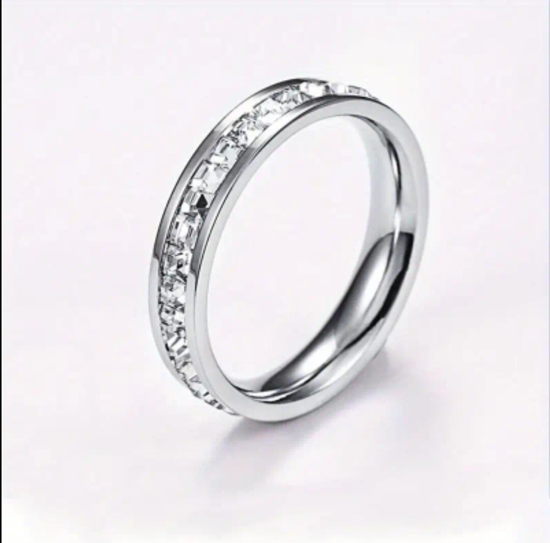 Stainless Steel Row Drill Ring Size 7 | eBay Australia