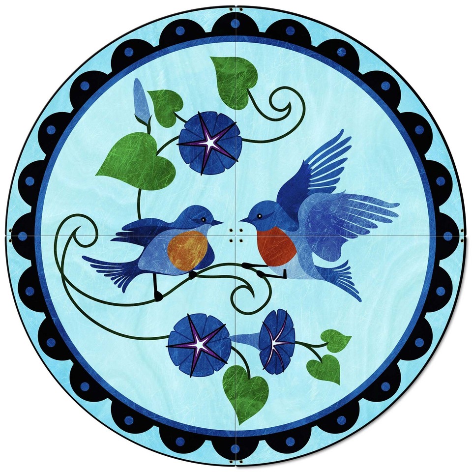Barn Quilt Sign, Blue Birds Hex Design, Round Metal Sign, 6 Sizes | eBay