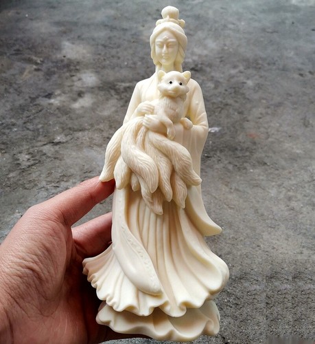 Tagua Nut Nine Tailed Fox Fairy Statue Marriage Love Feng Shui Decor ...
